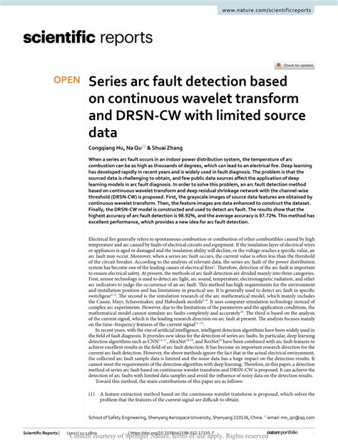 Pdf Series Arc Fault Detection Based On Continuous Wavelet Transform
