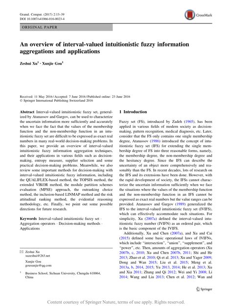 An Overview Of Interval Valued Intuitionistic Fuzzy Information Aggregations And Applications