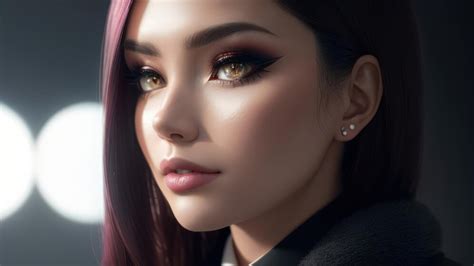 Premium Ai Image A Woman With Pink Hair And A Black Suit And A White Shirt