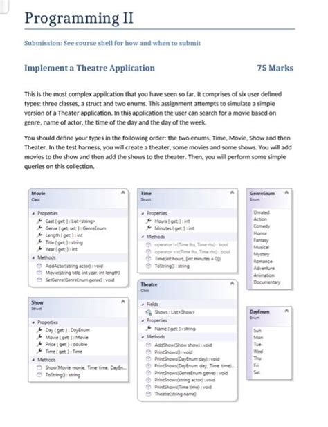 Solved Implement A Theatre Application 75 Marks This Is The