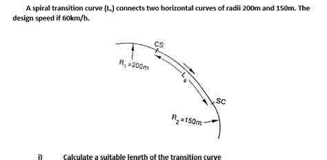 Solved A Spiral Transition Curve L Connects Two Horizontal