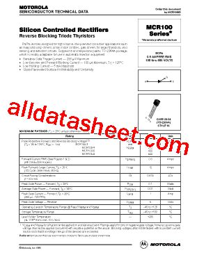 MCR100-8 Datasheet(PDF) - Motorola, Inc