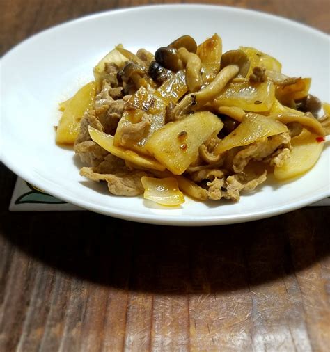 豚肉と長芋としめじの甘辛炒め 毎日の塗り重ね