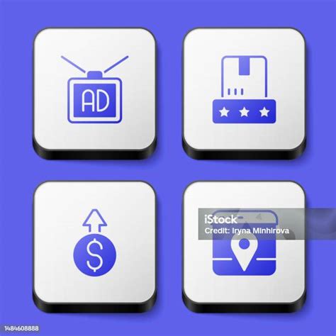 광고 소비자 제품 등급 금융 성장 달러 및 도시 지도 아이콘의 인포그래픽을 설정합니다 흰색 사각형 버튼입니다 벡터 5에 대한