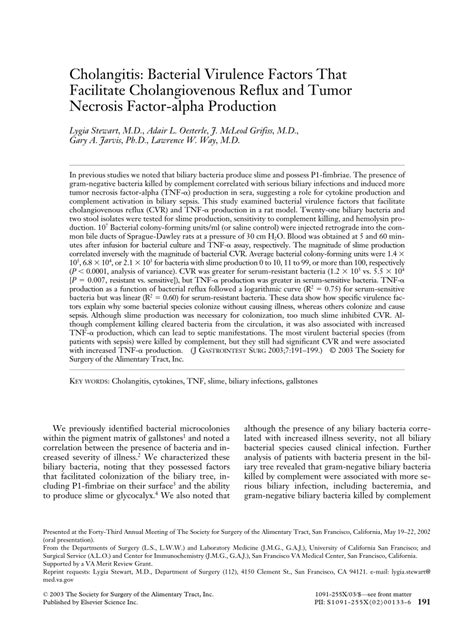 Pdf Cholangitis Bacterial Virulence Factors That Facilitate