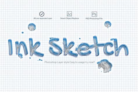 잉크 스케치 포토샵 텍스트 효과 프리미엄 Psd 파일