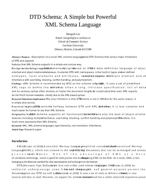 Dtd Schema A Simple But Powerful Xml Schema Language Deepdyve People Scs Carleton Doc