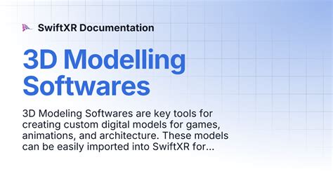 3d Modelling Softwares Swiftxr Documentation