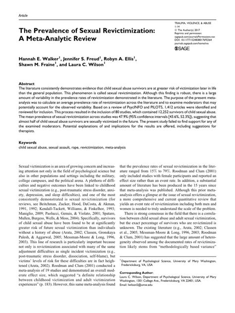 The Prevalence Of Sexual Revictimization Pdf Meta Analysis Victimisation