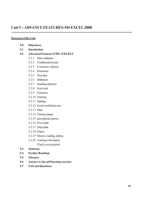Advance Features Ms Excel 2000 Unit V Advance Featuresms Excel 2000
