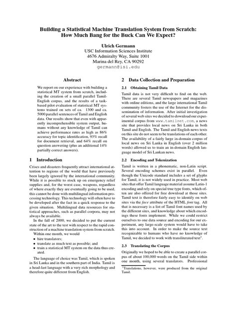 Building A Statistical Machine Translation System From Scratch Pdf
