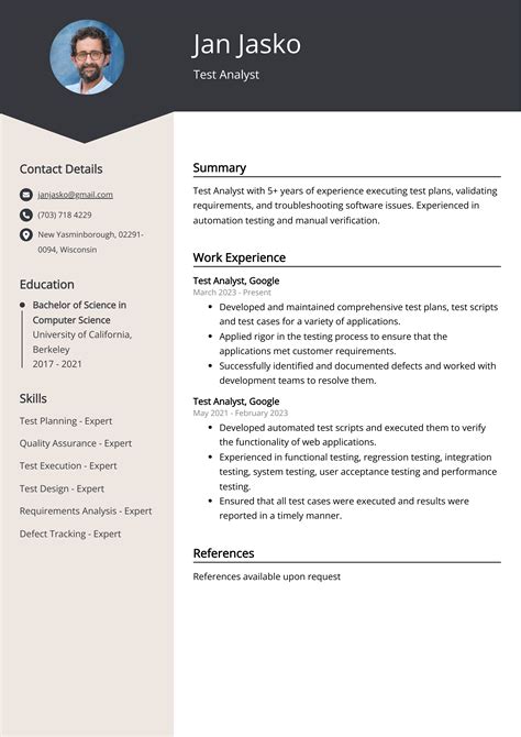 Test Analyst Cv Examples Template And 20 Tips