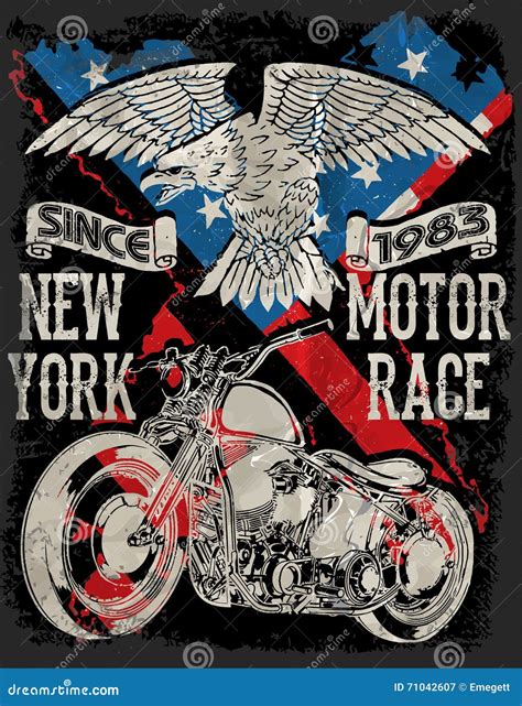 Motorcycle Typography Vintage Motor T Shirt Graphics Vectors Stock