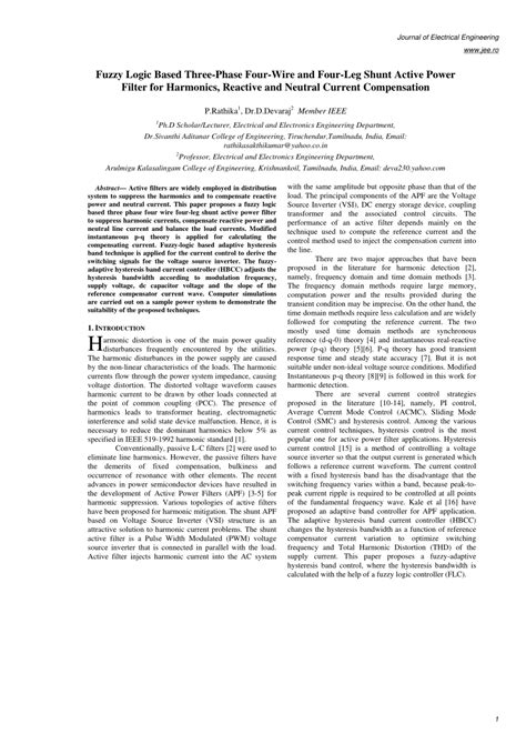 Pdf Fuzzy Logic Based Three Phase Four Wire And Four Leg Shunt Active