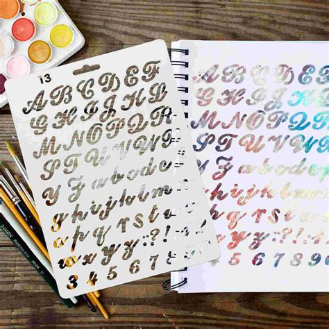 스텐실 페인팅 템플릿 공예용 스텐실 글자 장식 벽 대형 몰드 흰색 알파벳 보드 8 개 회화 용품