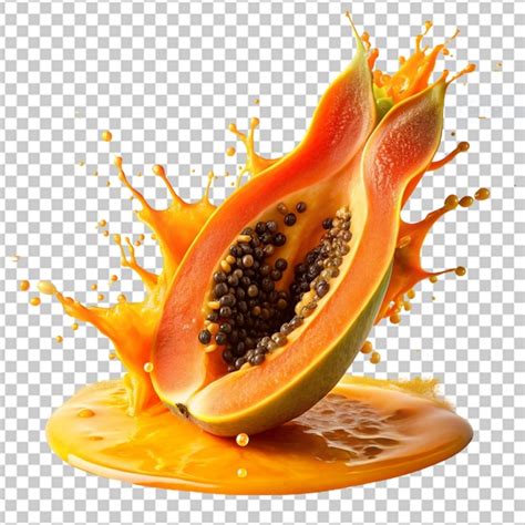 고립 된 색 배경으로 파파야 주스 스플래시 프리미엄 Ai 생성 Psd