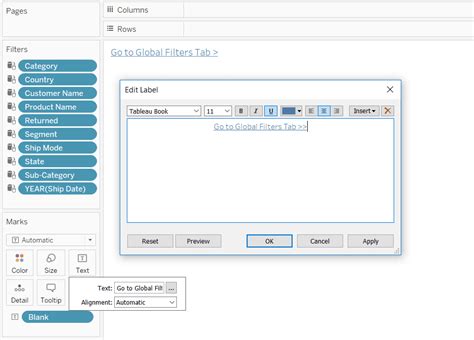 Dashboard Element 4 The Global Filters Tab Playfair