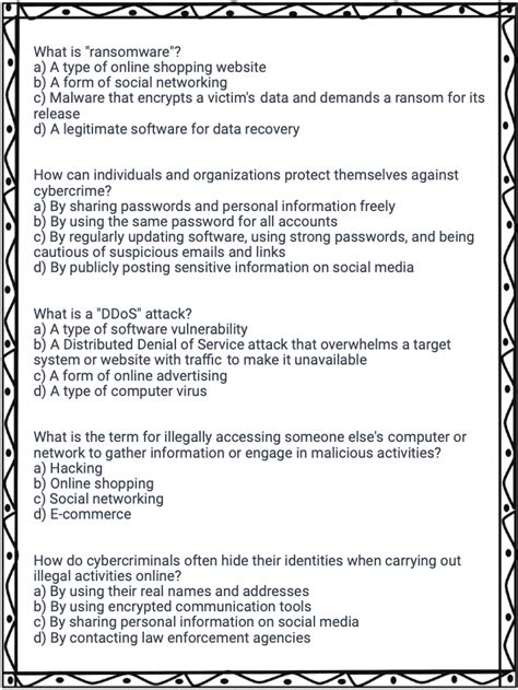 Cybercrime Multiple Choice Quiz Teaching Resources