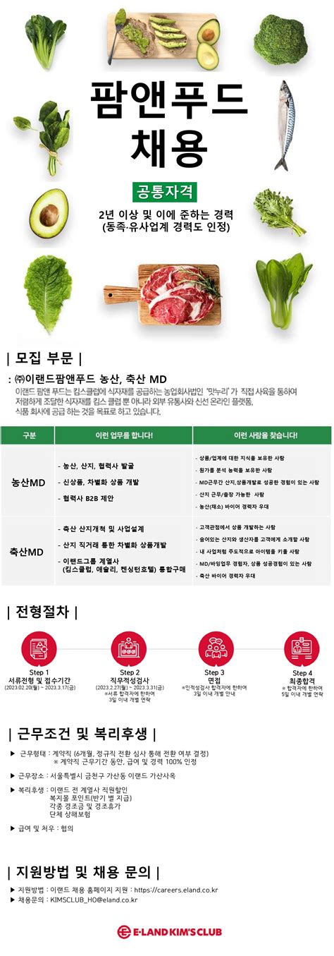 이랜드 채용 이랜드팜앤푸드 2023년 이랜드팜앤푸드 Md 경력직 채용