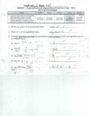 MHF4U Exponential And Logarithmic Functions Test Level 4 4 Docx F Log 5 Find The