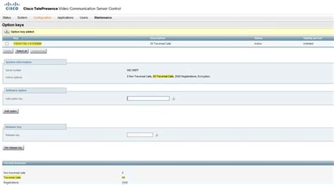 Install An Expressway Series Option Key Via The Web Interface And Cli