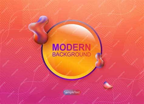 그라데이션 타원형 추상 모양과 얇은 물결선 라운드 프레임이 있는 주황색 배경 프리미엄 벡터