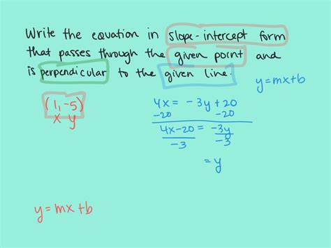 Solved Question 20 Write An Equation For A Line Perpendicular To Y 5 5
