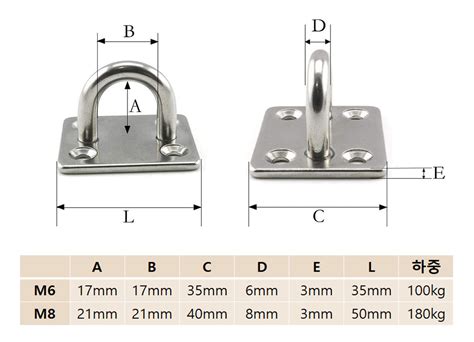 아이베란다 U자형 고리 로프걸이 자물쇠고리 고하중 후크 Cb M620x60mm 타원형 아이베란다 공식몰 Diy목공자재
