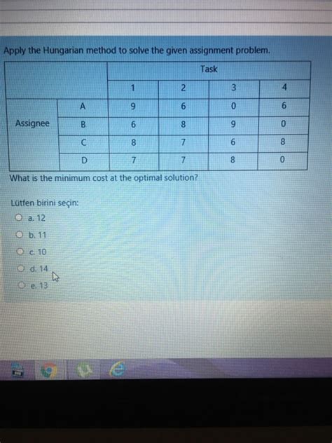 Solved Apply The Hungarian Method To Solve The Given