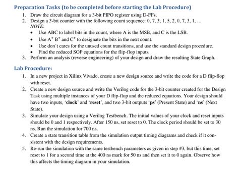 Solved Preparation Tasks To Be Completed Before Starting Chegg