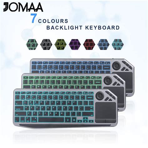 Jomaa 7 Colors Backlit Bluetooth Keyboard Rechargeable Keyboard 2 4g