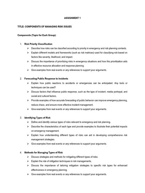 Assignment 1 Pdf Risk Emergency