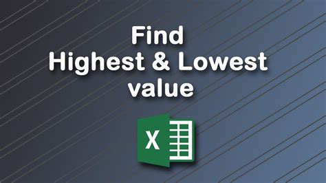 How To Easily Find Highest And Lowest Value In Microsoft Excel Youtube