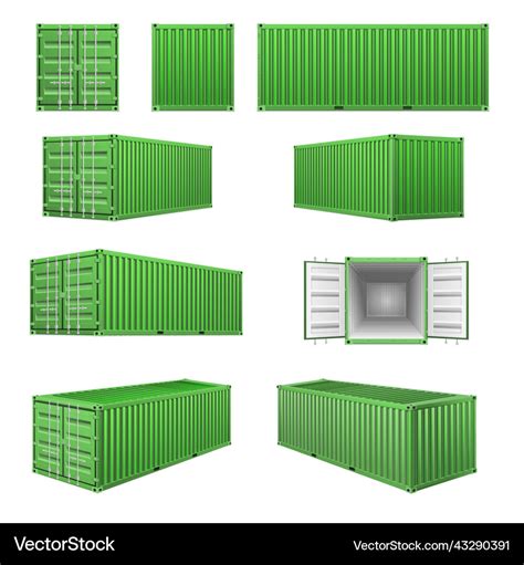 Cargo Container Set Royalty Free Vector Image Vectorstock