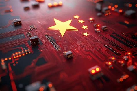 Flag Of China On A Processor Cpu Central Processing Unit Or Gpu Microchip On A Motherboard