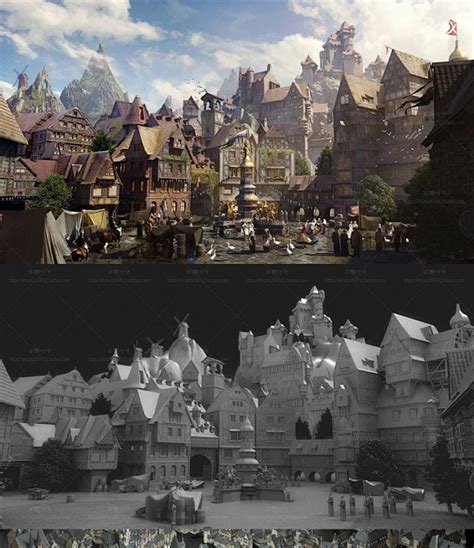 中世纪城堡建筑3d模型 城池庄园村庄 游戏场景建模cg参考素材7531 淘宝网 花瓣网