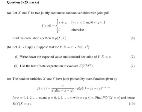 Solved Question 3 25 Marks A Let X And Y Be Two Jointly