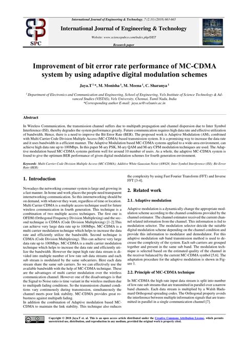 Pdf Improvement Of Bit Error Rate Performance Of Mc Cdma System By Using Adaptive Digital