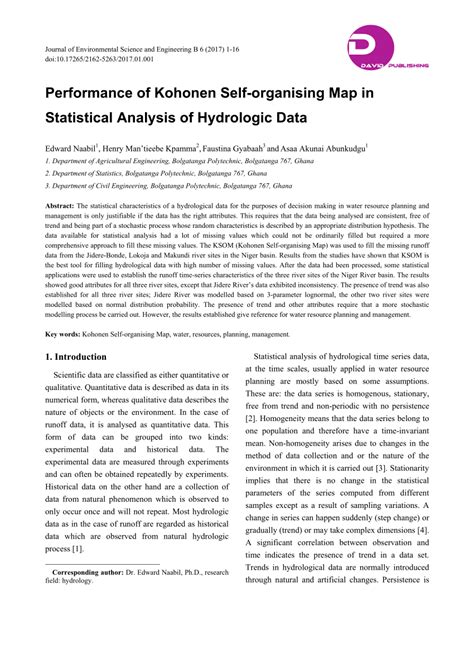 Pdf Performance Of Kohonen Self Organising Map In Statistical Analysis Of Hydrologic Data