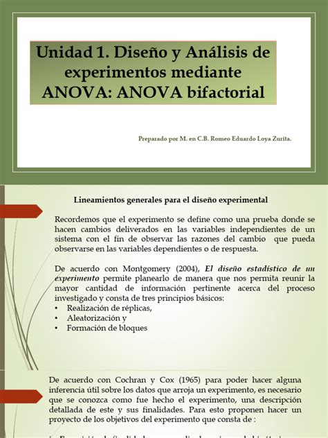 Análisis De Experimentos Mediante Anova Pdf Experimentar Diseño