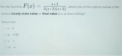 Solved For The Function F X S S S Which One Of Chegg
