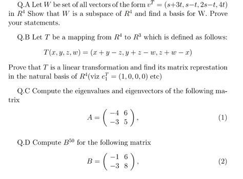 Solved Q C Determine If The Following Set Of Vectors Is A Chegg