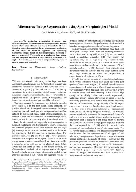 pdf microarray image segmentation using spot morphological model