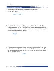 Arithmetic Sequence Assignment Formulas Distances And Course Hero