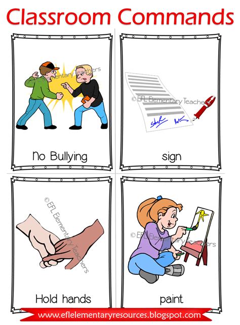 Esl Commands Flashcards In 2020 Classroom Commands