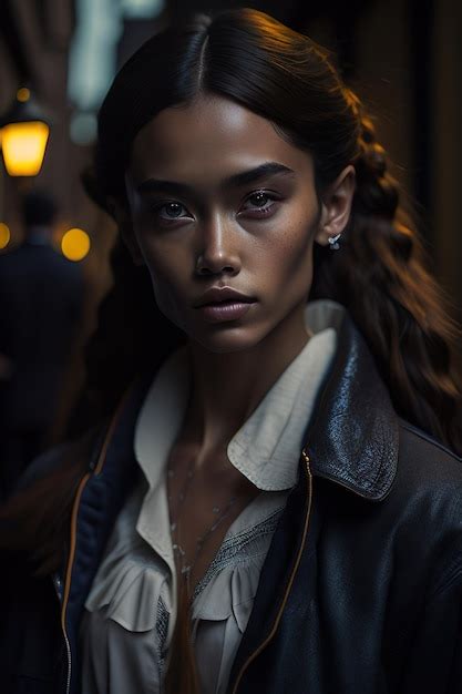 Premium Ai Image Woman Posing For Photo In The Street Generative Ai