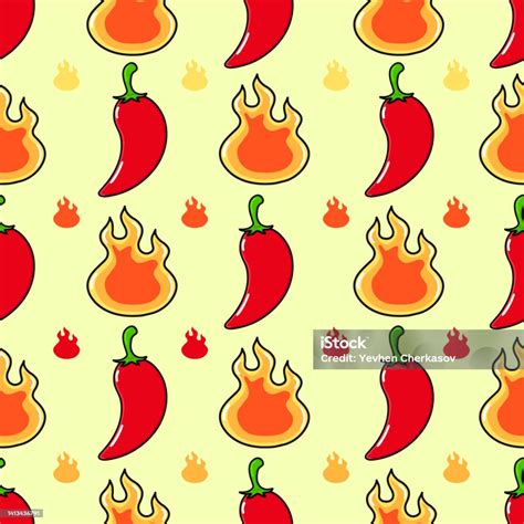 귀여운 재미있는 불과 칠리 후추 패턴 캐릭터 벡터 손으로 그린 만화 카와이 캐릭터 일러스트 레이 션 아이콘 고립 된 배경 불과 칠리 페퍼 캐릭터 컨셉 이모티콘에 대한 스톡