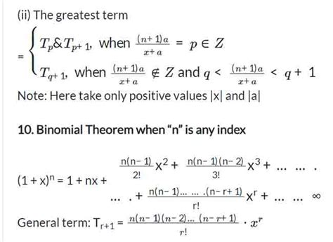 Binomial Theorem Formulas