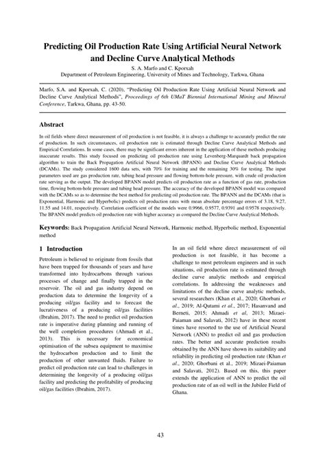 Pdf Predicting Oil Production Rate Using Artificial Neural Network