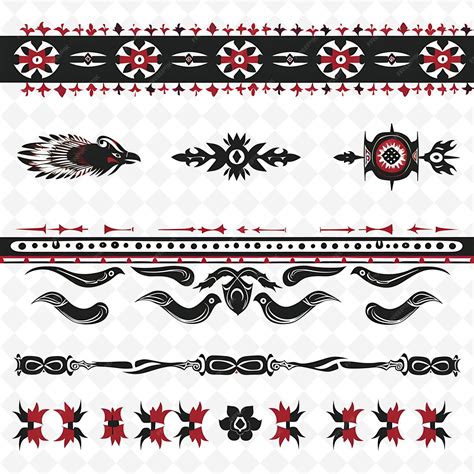 Native American Beadwork Borderlines Design With Animal And Png Unique